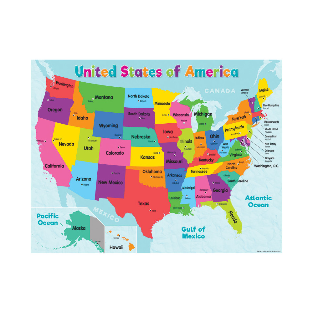 Teacher Created Resources® Colorful United States of America Map Chart